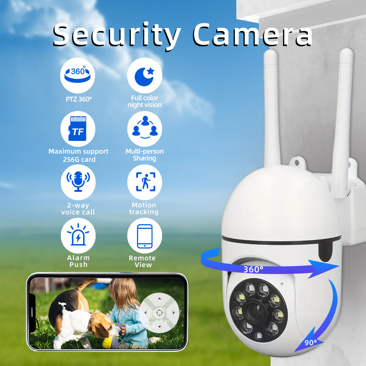 A2R-U 3MP Outdoor PTZ WiFi Security Camera – Auto Tracking, Color Night ...